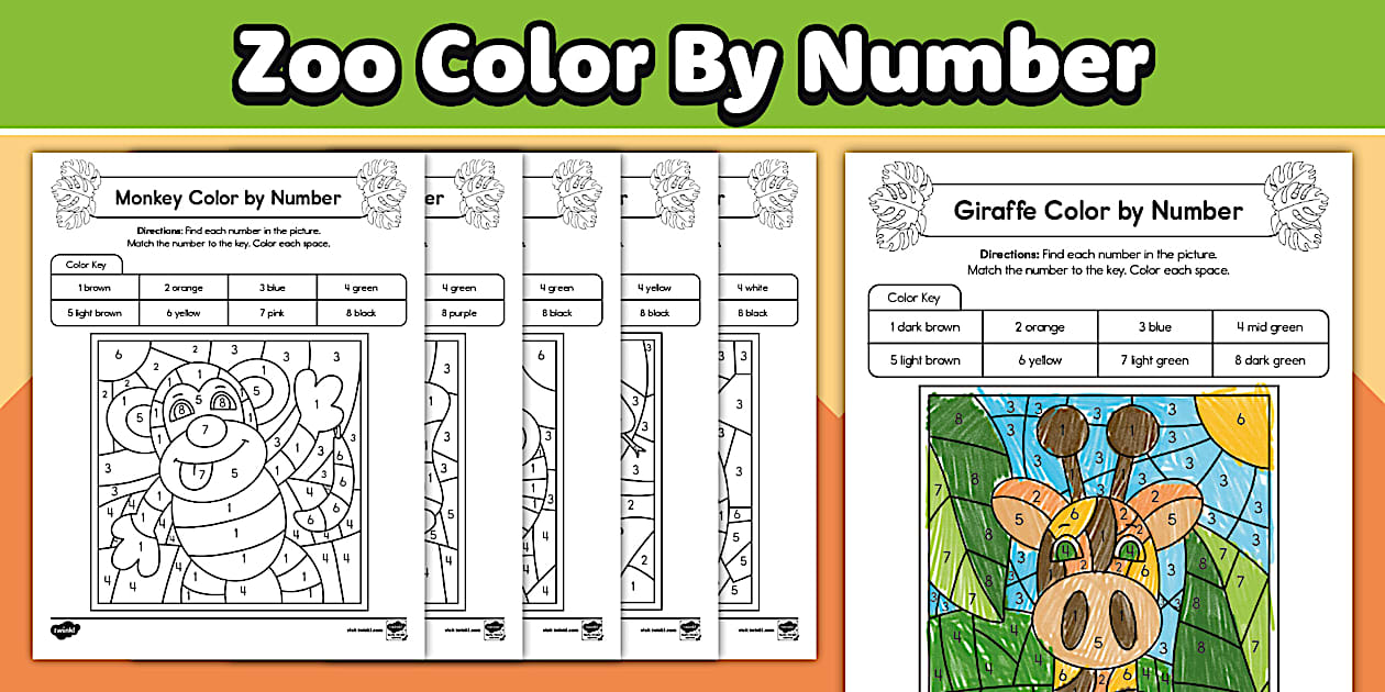 Zoo Color by Number Worksheets