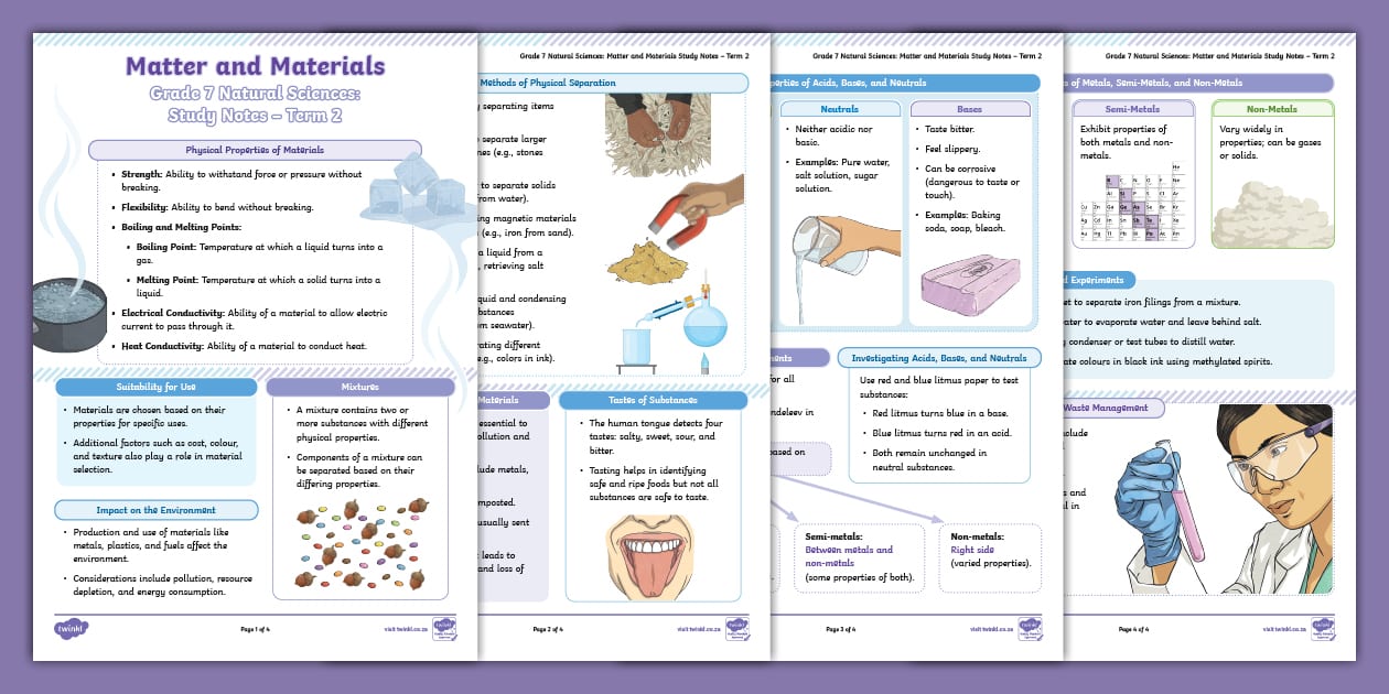 Grade 7 Natural Sciences: Matter and Materials Study Notes – Term 2