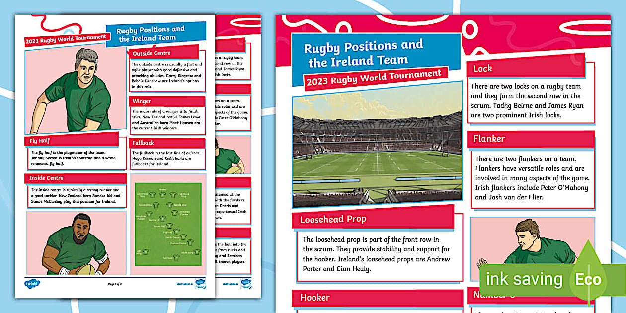 Rugby Positions and the Ireland Team Fact File - Twinkl