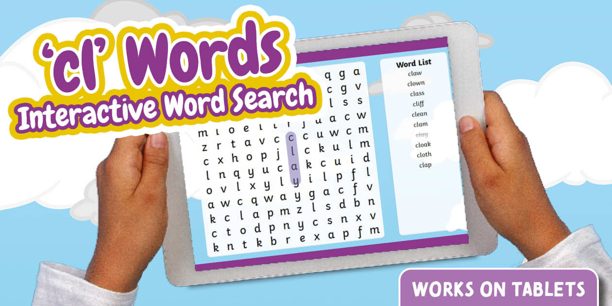 'cl' Words Interactive Word Search