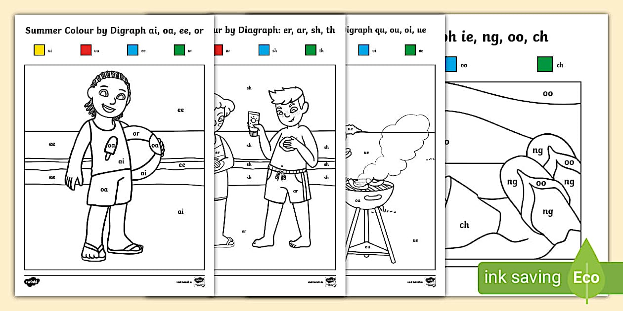 Summer Colour by Digraph Pack (teacher made) - Twinkl