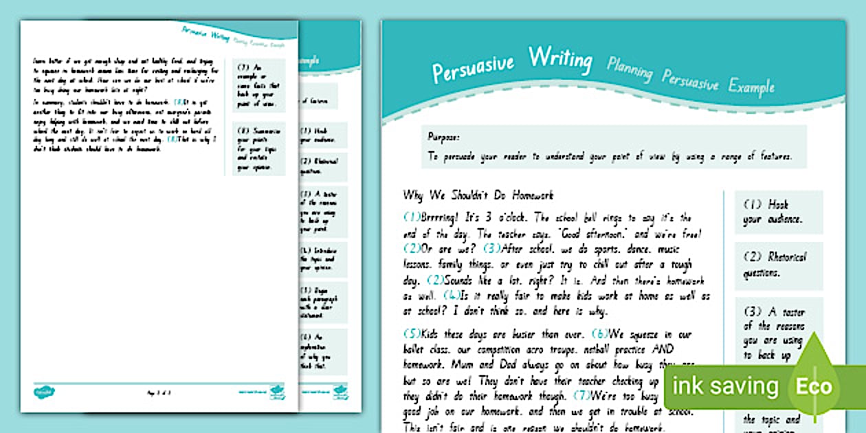 Level 3 Persuasive Writing Exemplar with Annotations
