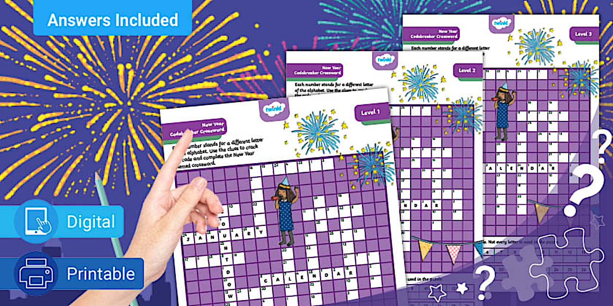 New Year Code Breaker Crossword - Twinkl Puzzled - Twinkl