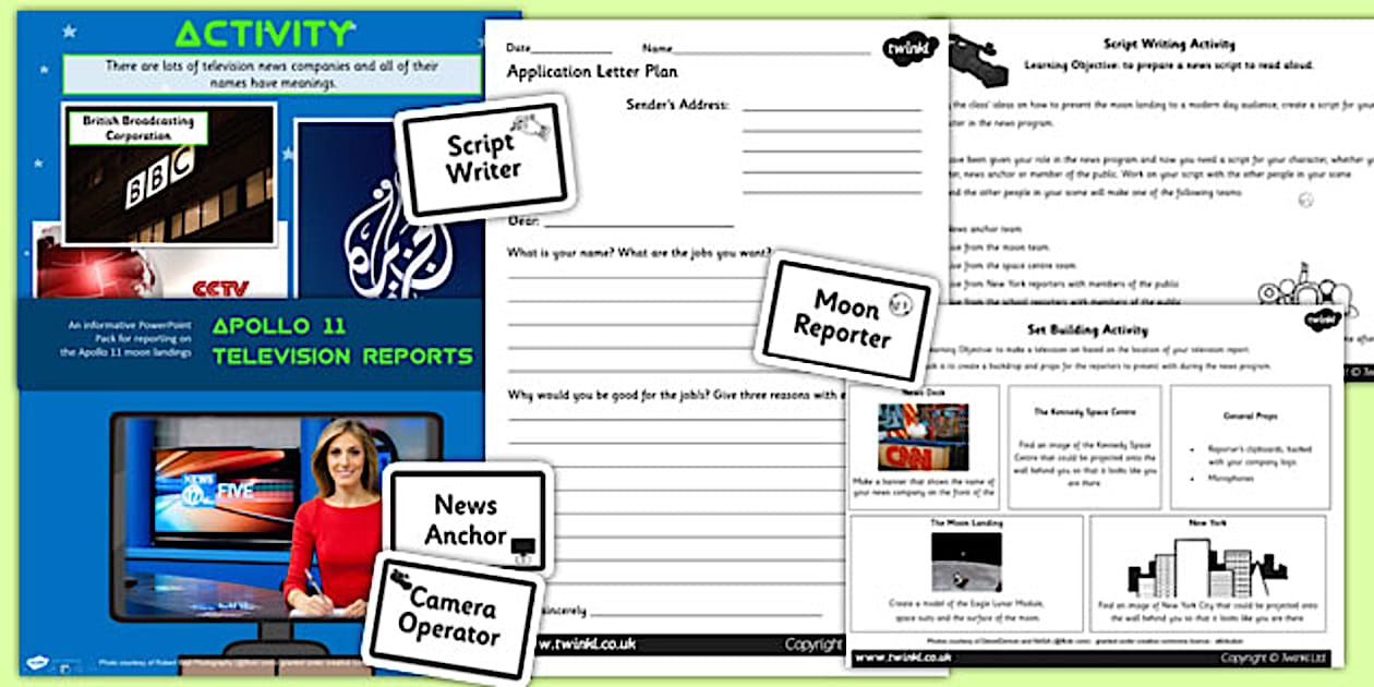 Apollo 11 Television News Report Lesson Teaching Pack - space