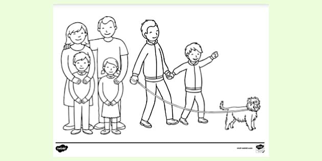 Free Printable Family Colouring Page (teacher made) - Twinkl
