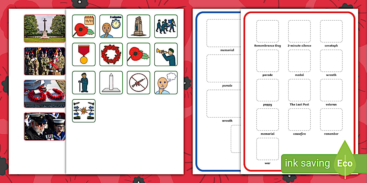 Twinkl Symbols: Remembrance Day Matching Activity - Twinkl