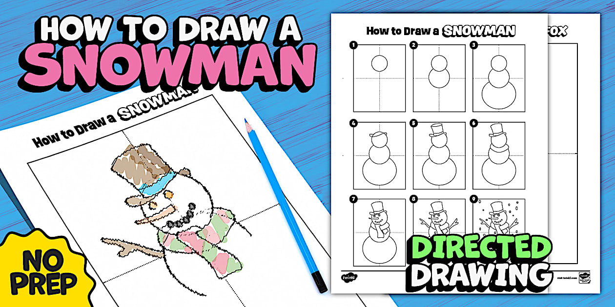 Snowman Drawing Worksheet (teacher made) - Twinkl