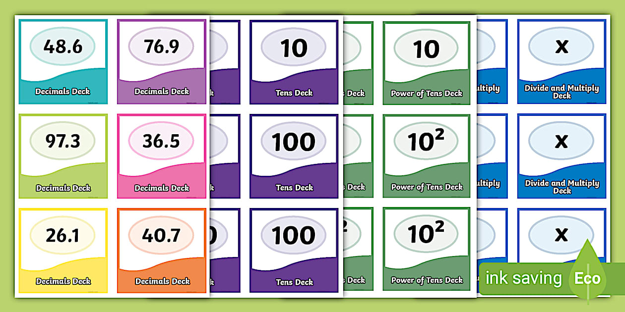 Dividing and Multiplying by Power of Ten Card Game - Year 6
