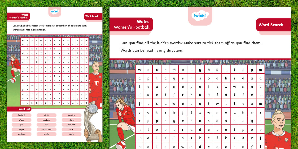 Wales Women's Football: Wordsearch (teacher made) - Twinkl