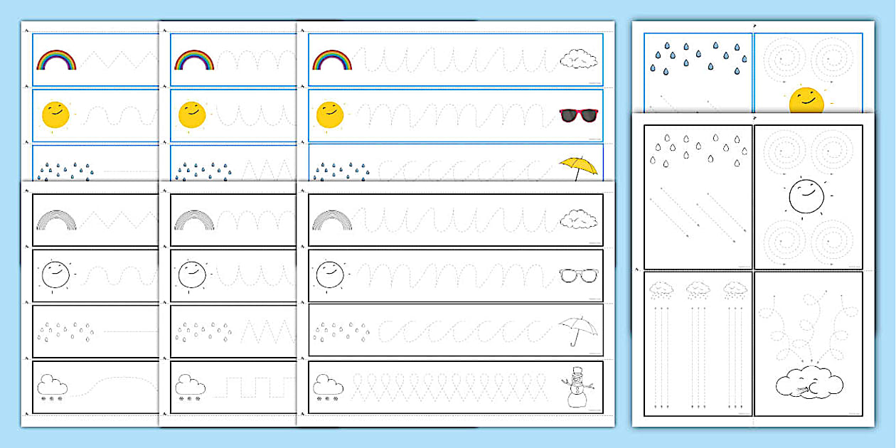 Weather Fine Motor Tracing Cards: Shapes (Teacher-Made)