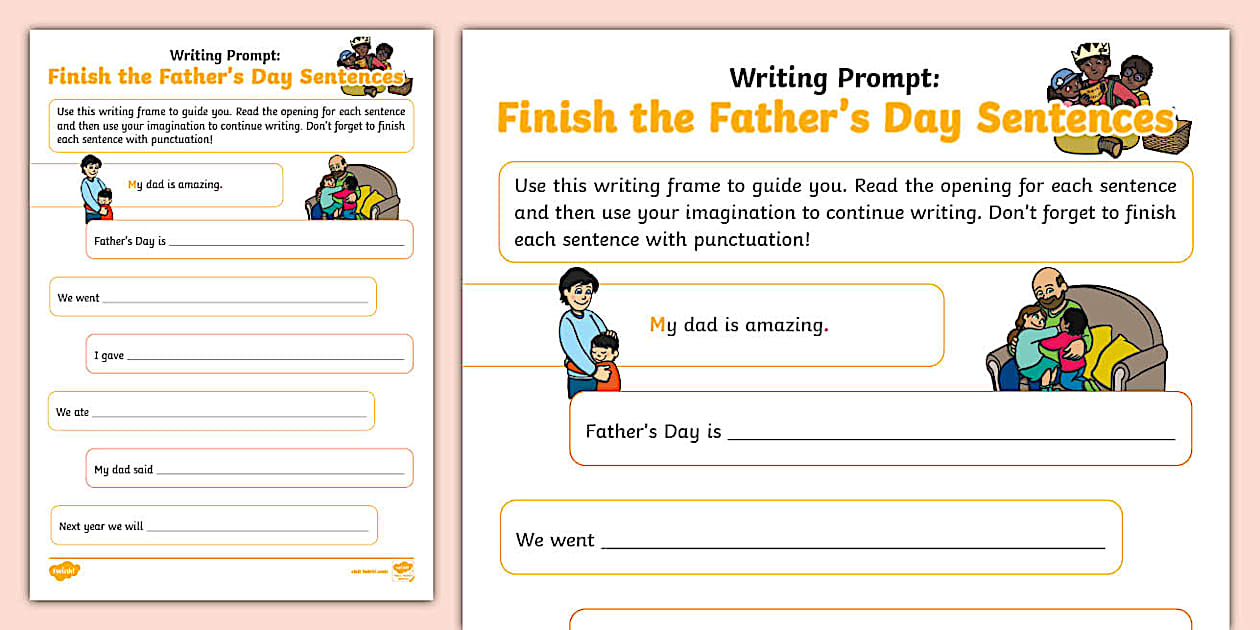 Writing Prompt: Finish the Father's Day Sentences - Twinkl