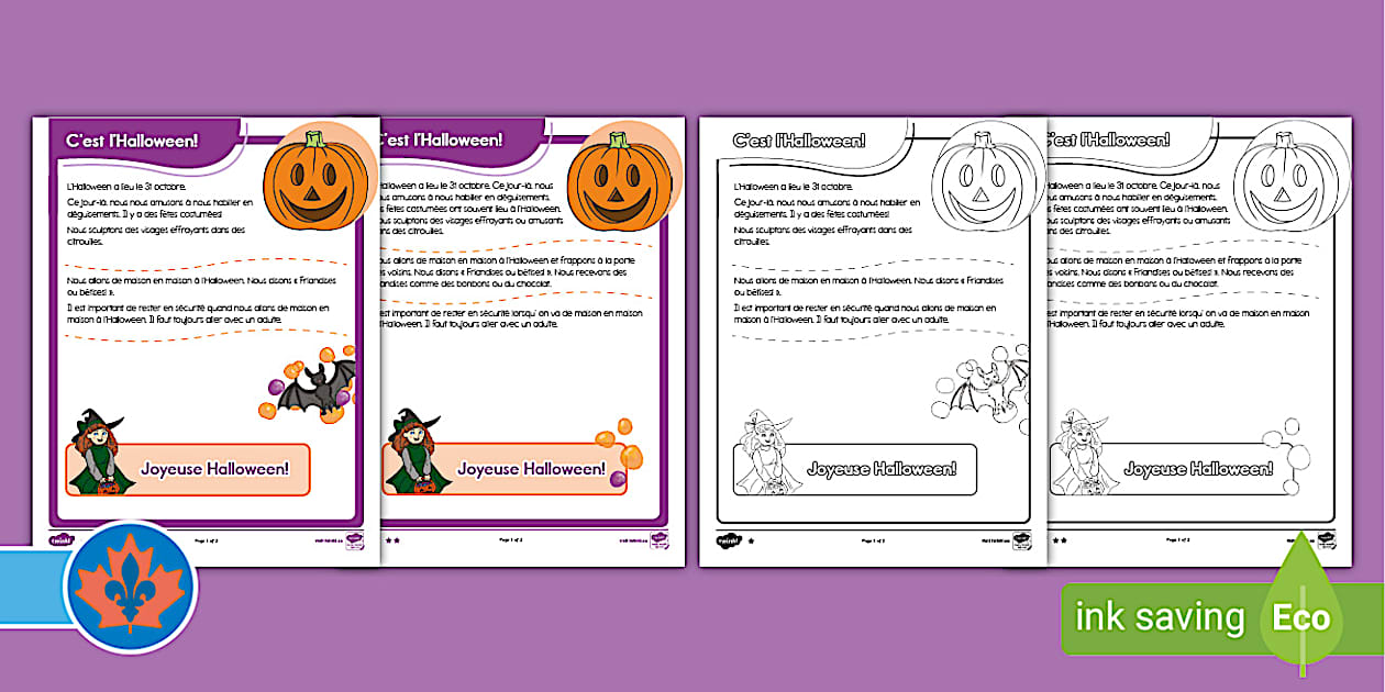 Halloween Reading Comprehension French