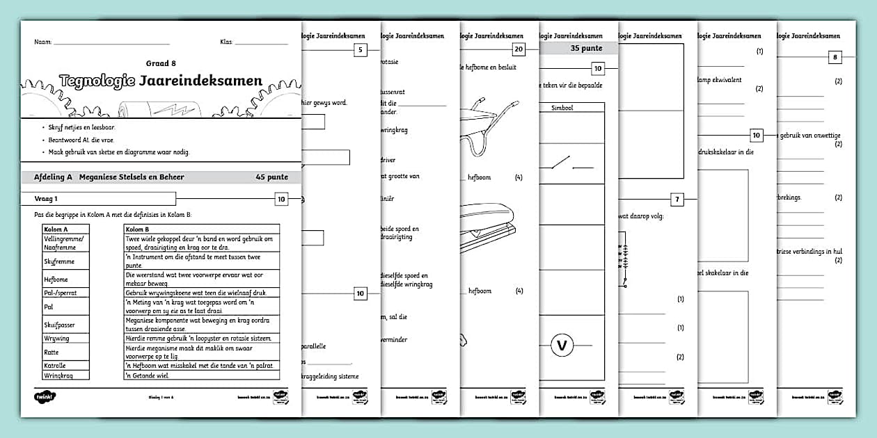 Graad 8 Tegnologie Eksamen Kwartaal 4 (teacher made)