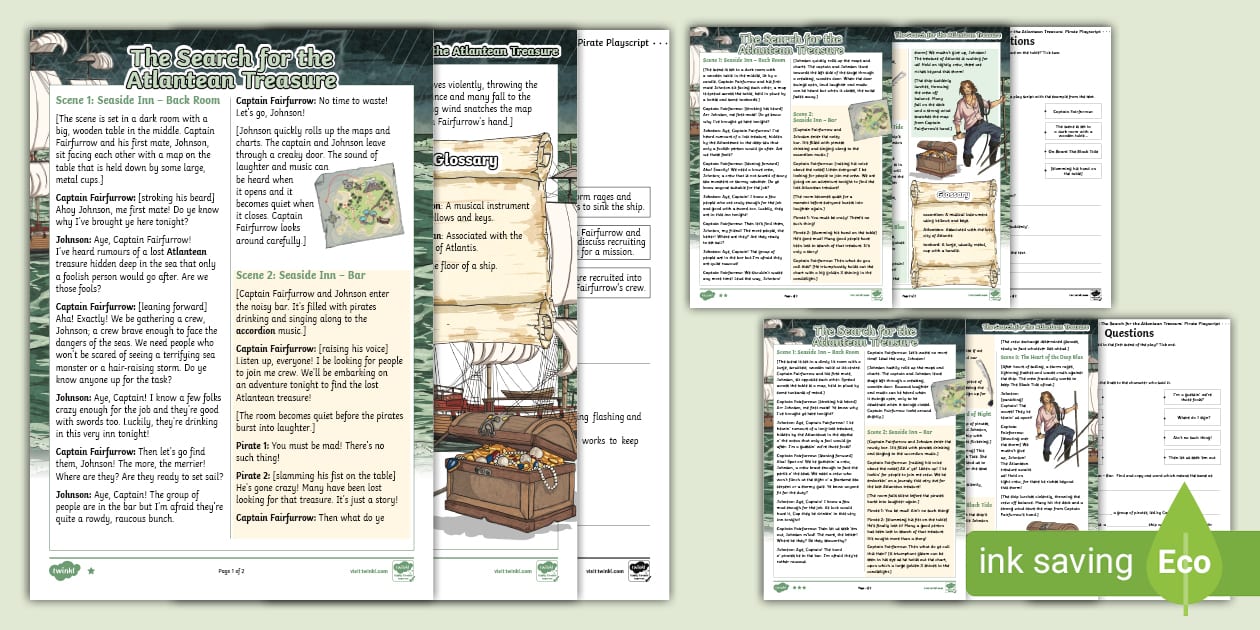 UKS2 The Atlantean Treasure Pirate Play Script Comprehension