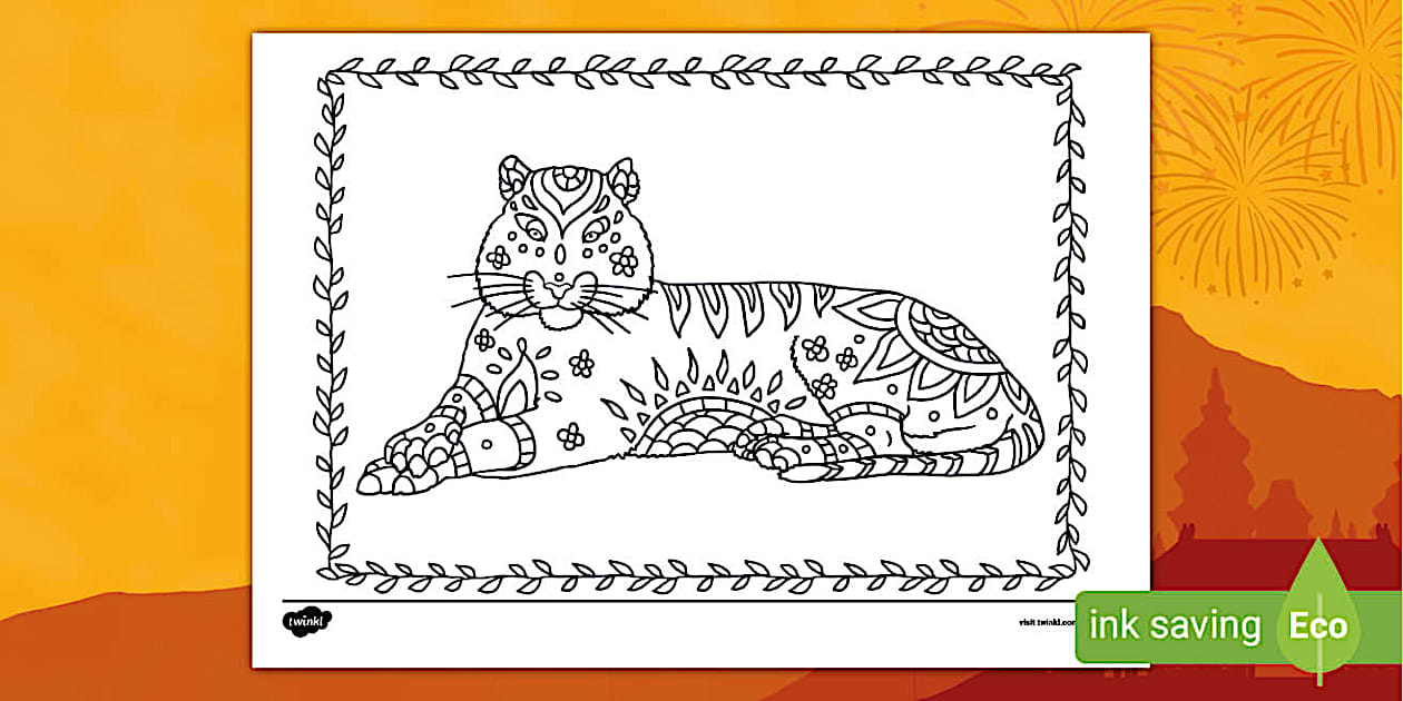 KS1 Year of the Tiger Chinese New Year Mindfulness Colouring
