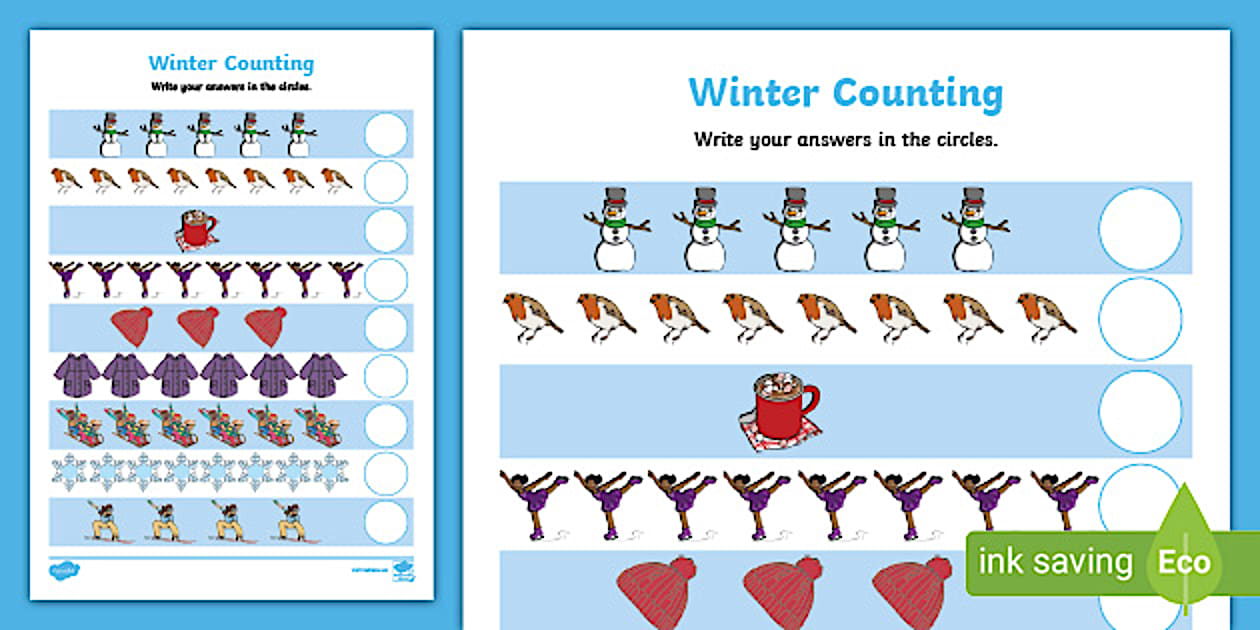 My Counting Worksheet (Winter) (teacher made) - Twinkl