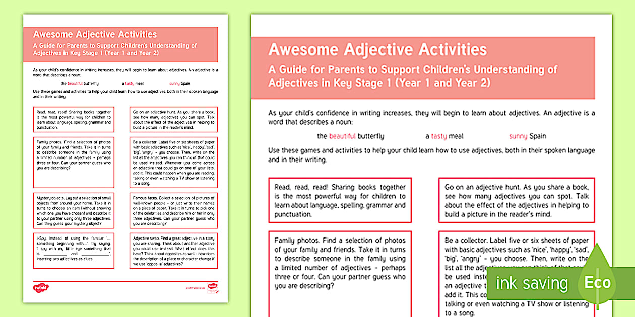 Awesome Adjective Activities Guide for Parents - Twinkl
