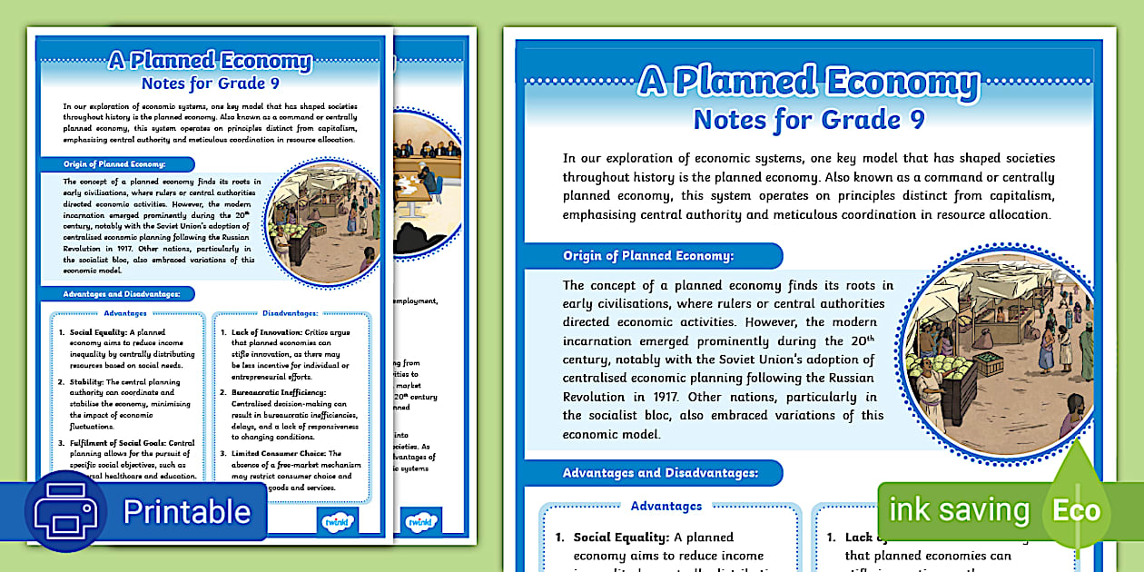 A Planned Economy: Notes for Grade 9 (teacher made) - Twinkl