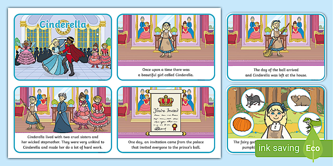 Editable Cinderella Story Sequencing Cards (4 per A4)