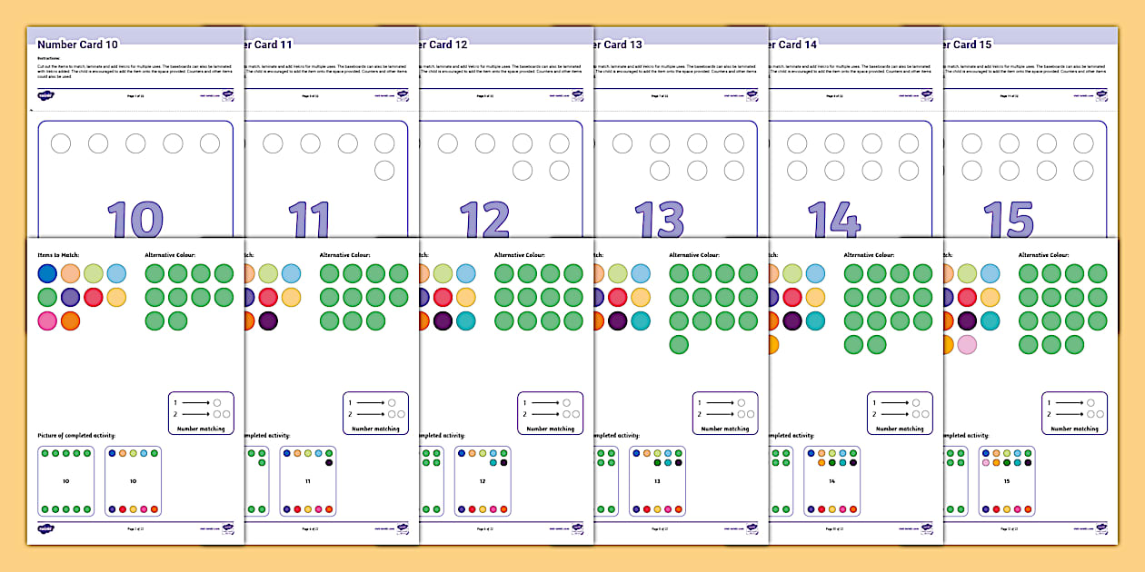 Workstation Pack 10-20 Number Matching Cards - Twinkl