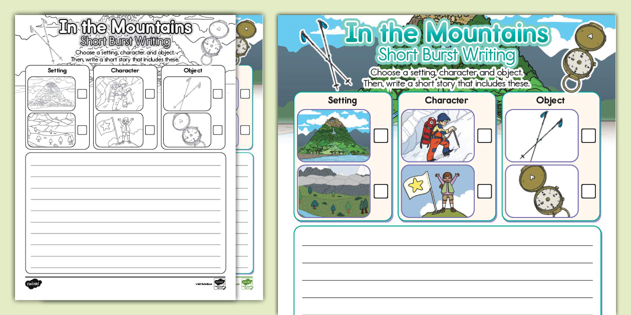 In the Mountains Short Burst Writing Template (teacher made)