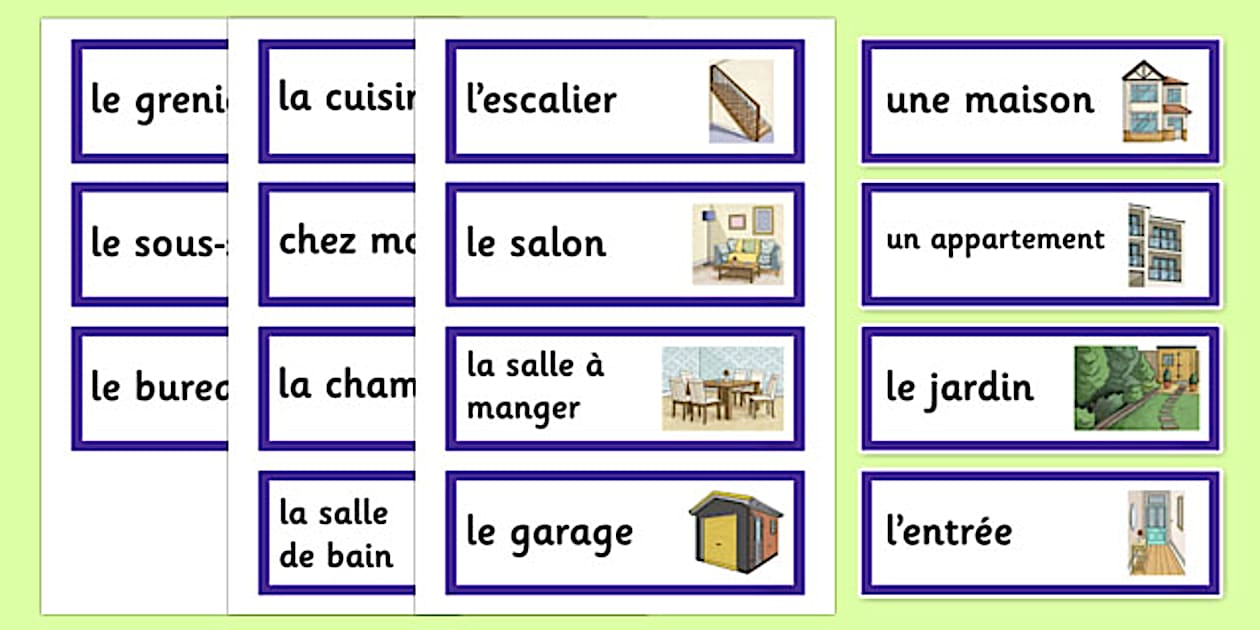 Editable My Home Word Cards French (teacher made) - Twinkl