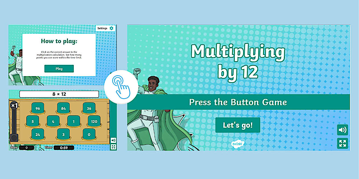 👉 Multiplying by 12 Maths Press the Button Game - Twinkl