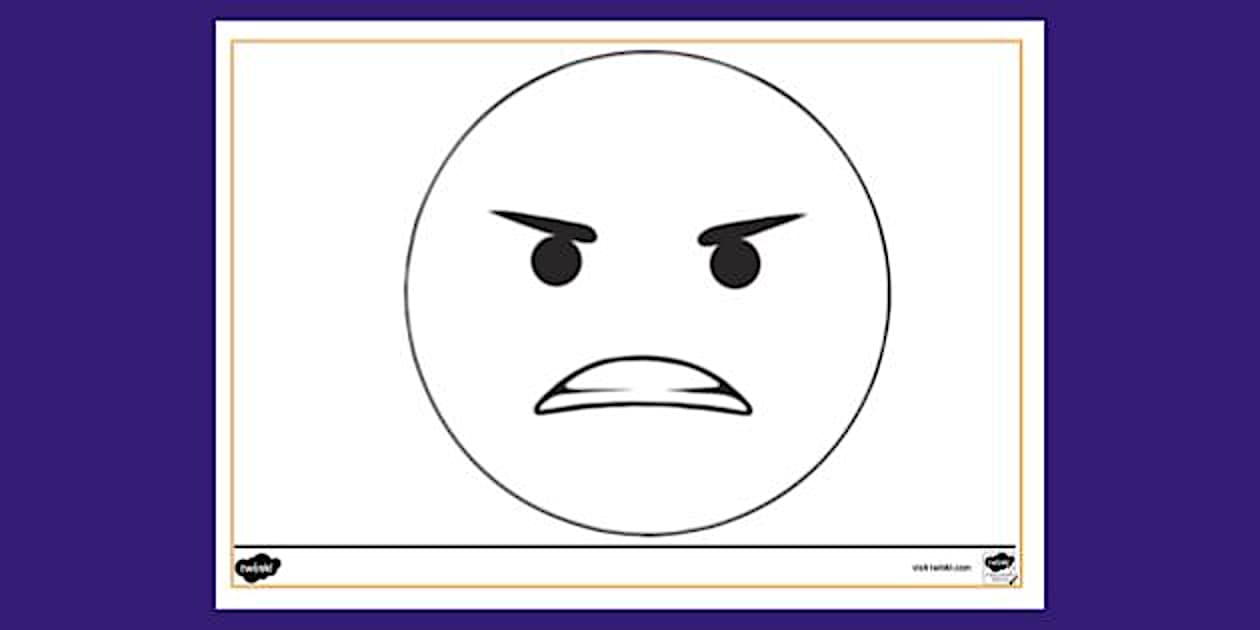 Angry Face Colouring Sheet | Colouring Sheets - Twinkl