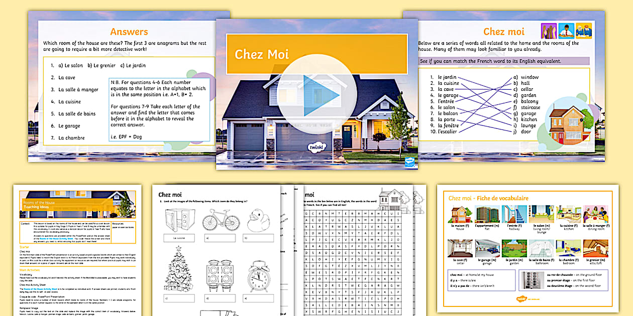 Cover Lesson: Rooms of the House Lesson Pack French - Twinkl