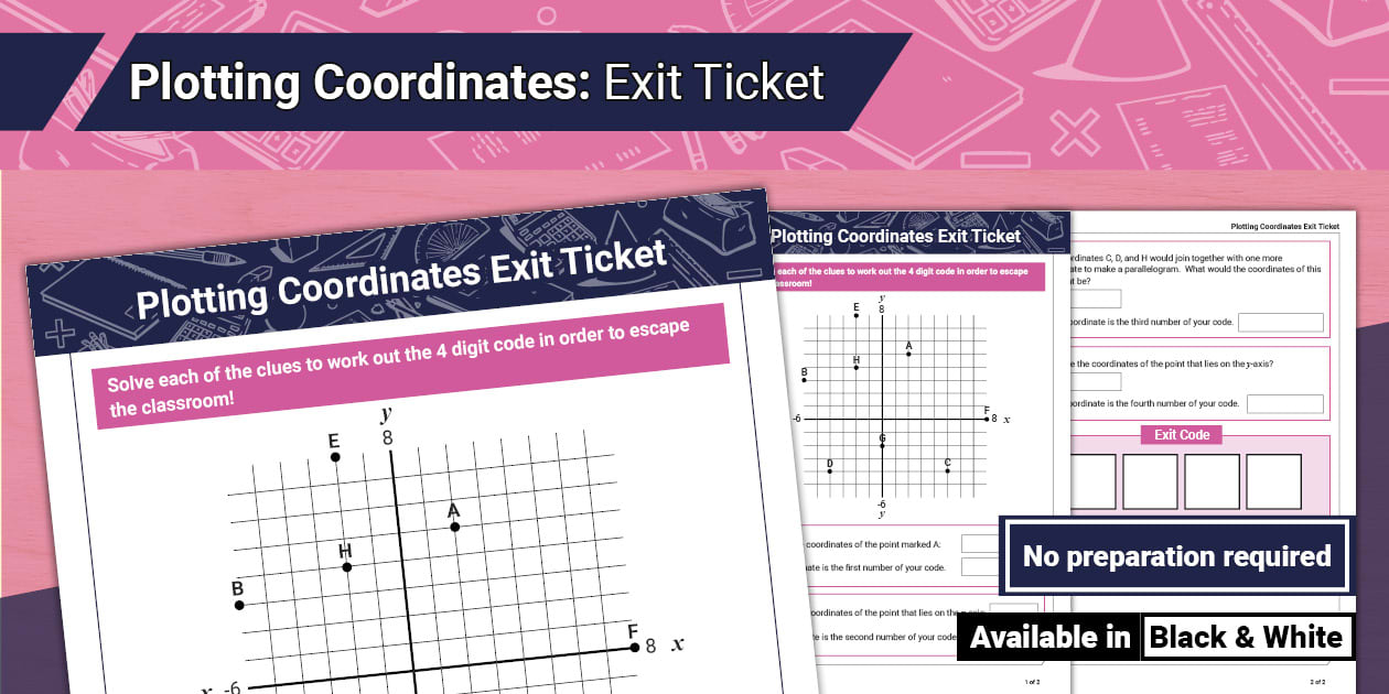 Plotting Coordinates (4 Quadrants) Exit Ticket