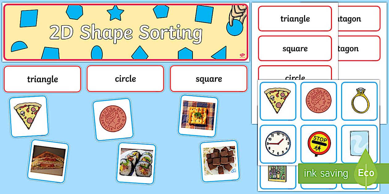 2D Shape Sorting Interactive Display Pack (teacher made)