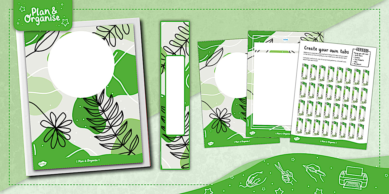 Green Abstract Botanicals | Personalised Binder Pack