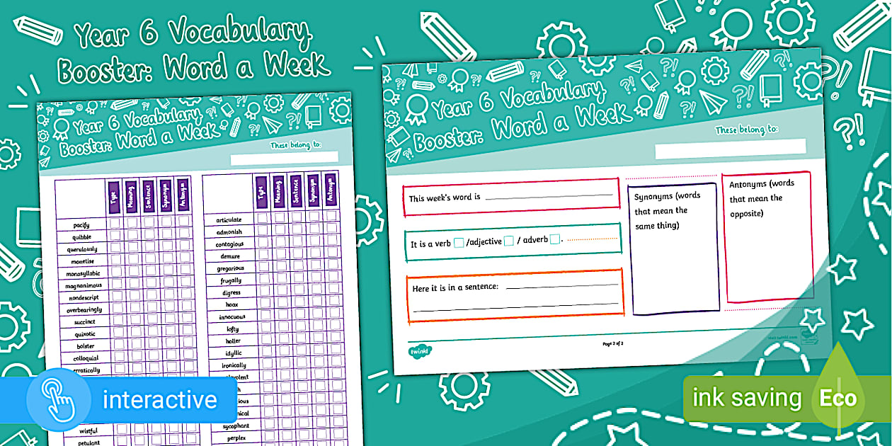 Year 6 Vocabulary Booster: Word a Week