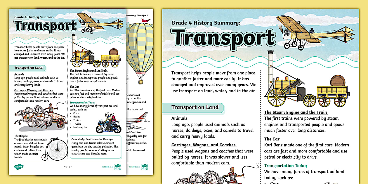 Gr4-SS-History-T3-Summary-Transport (teacher made) - Twinkl