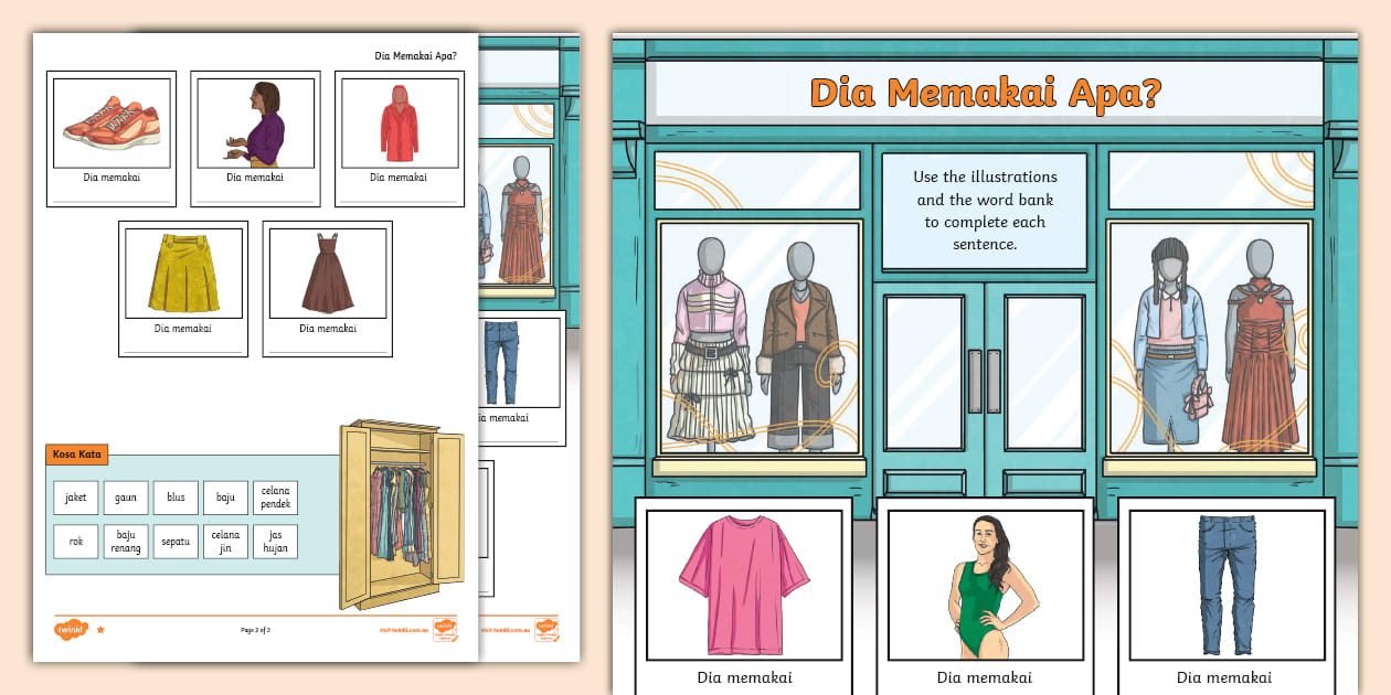 Identifying Clothes Fill in the Blanks - Indonesian