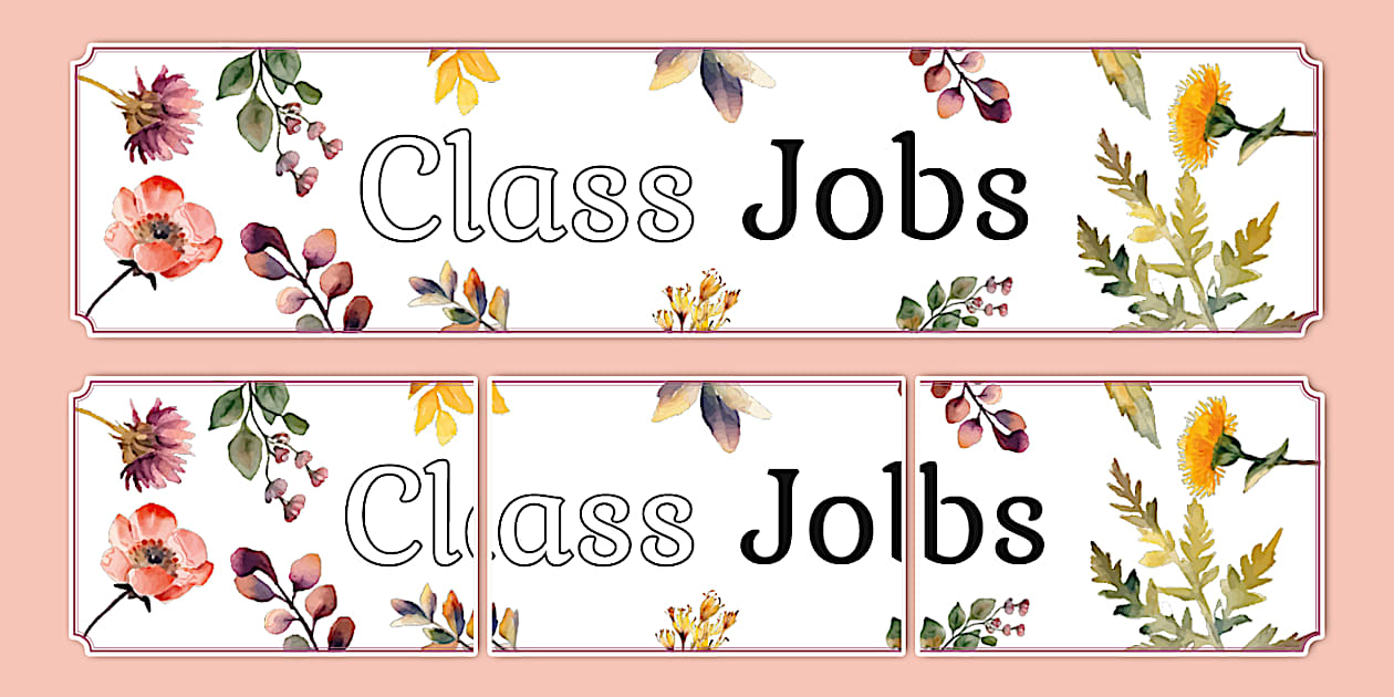 Wildflower Botanical Themed Class Jobs Display Banner