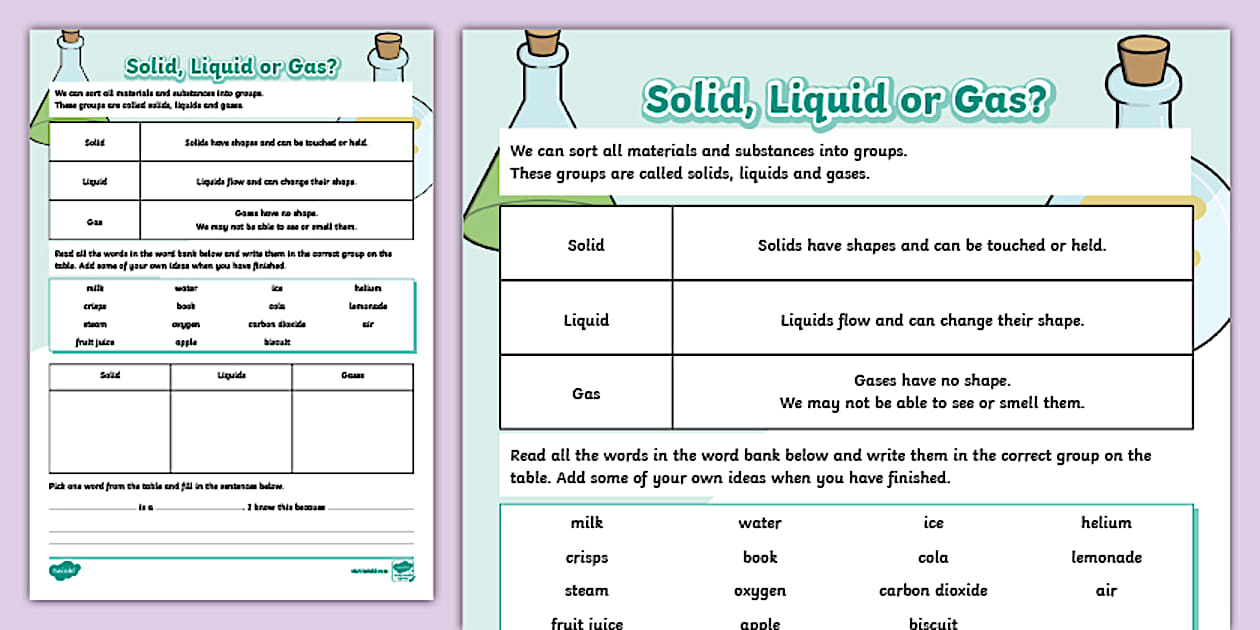 Solids, Liquids and Gases - KS1 (teacher made) - Twinkl