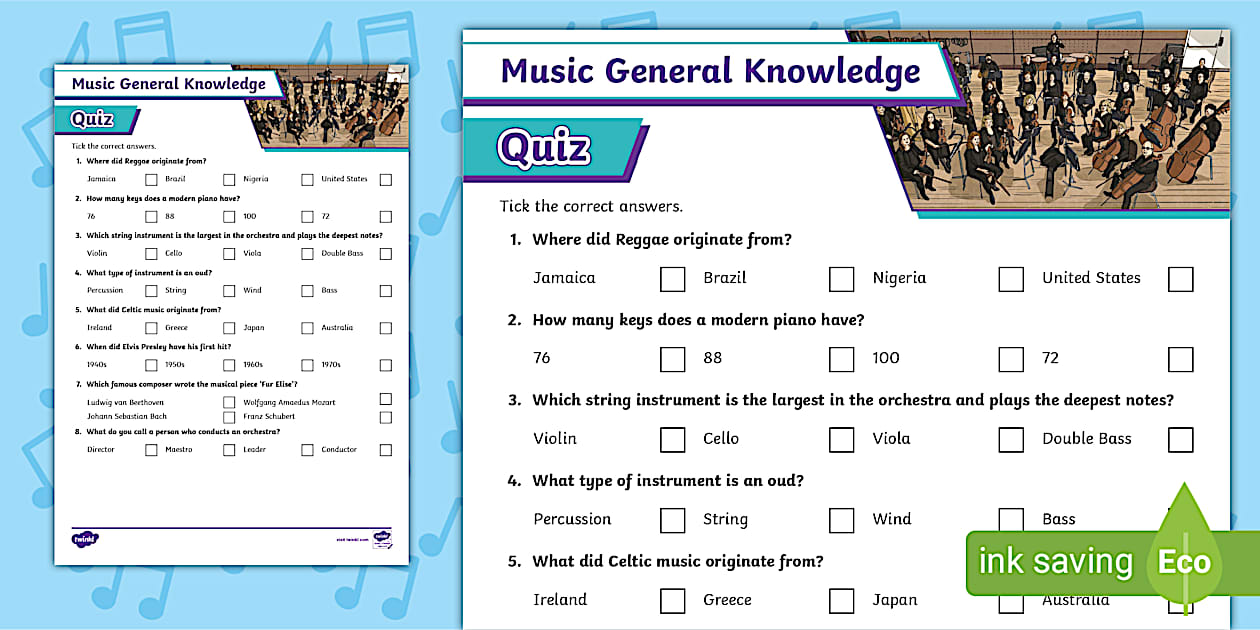 Music General Knowledge Quiz (teacher made) - Twinkl