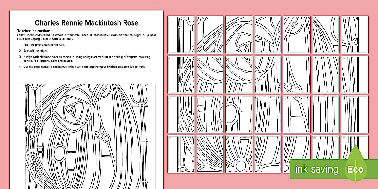 Charles Rennie Mackintosh Rose - Colouring Activity Pack