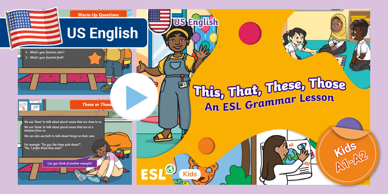 ESL This, That, These, Those PowerPoint Lesson [Kids, A2]