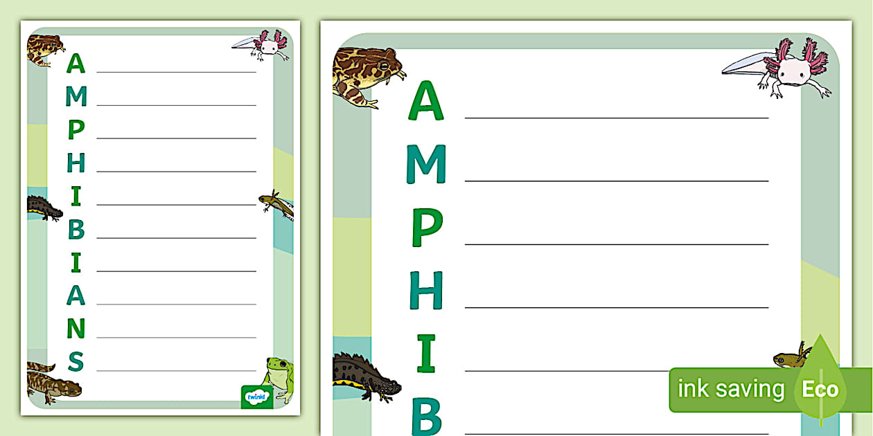Amphibians Acrostic Poems Template (teacher made) - Twinkl