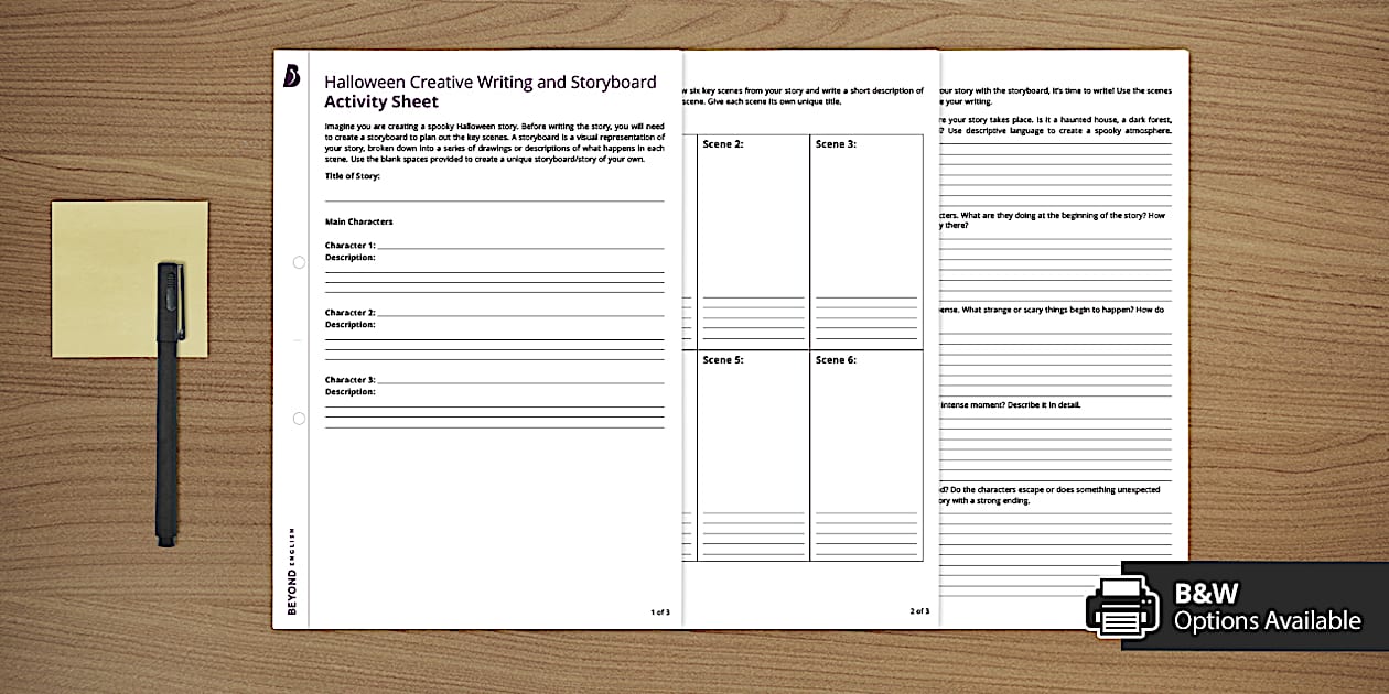 Halloween Creative Writing and Storyboard Activity Sheet
