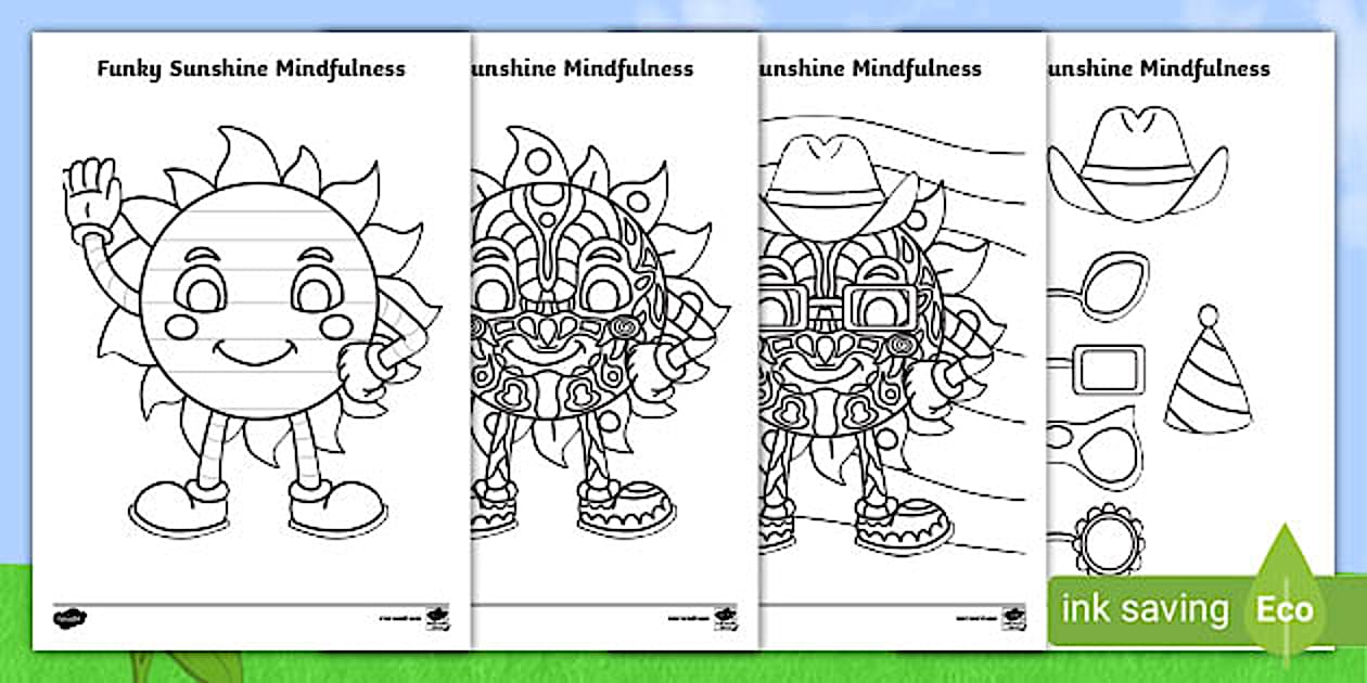 Funky Sunshine Mindfulness Colouring Pages (teacher made)