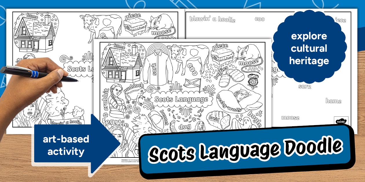 Scots Language Doodle Colouring Pages