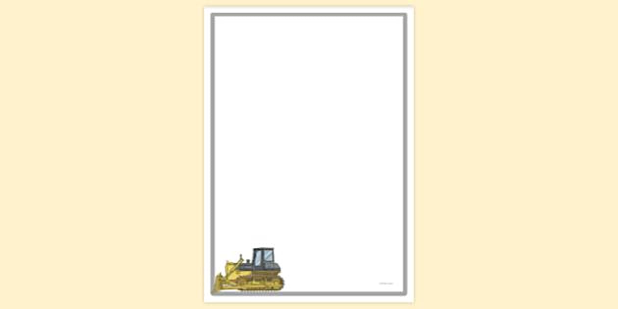 Simple Blank Bulldozer Page Border | Page Borders | Twinkl