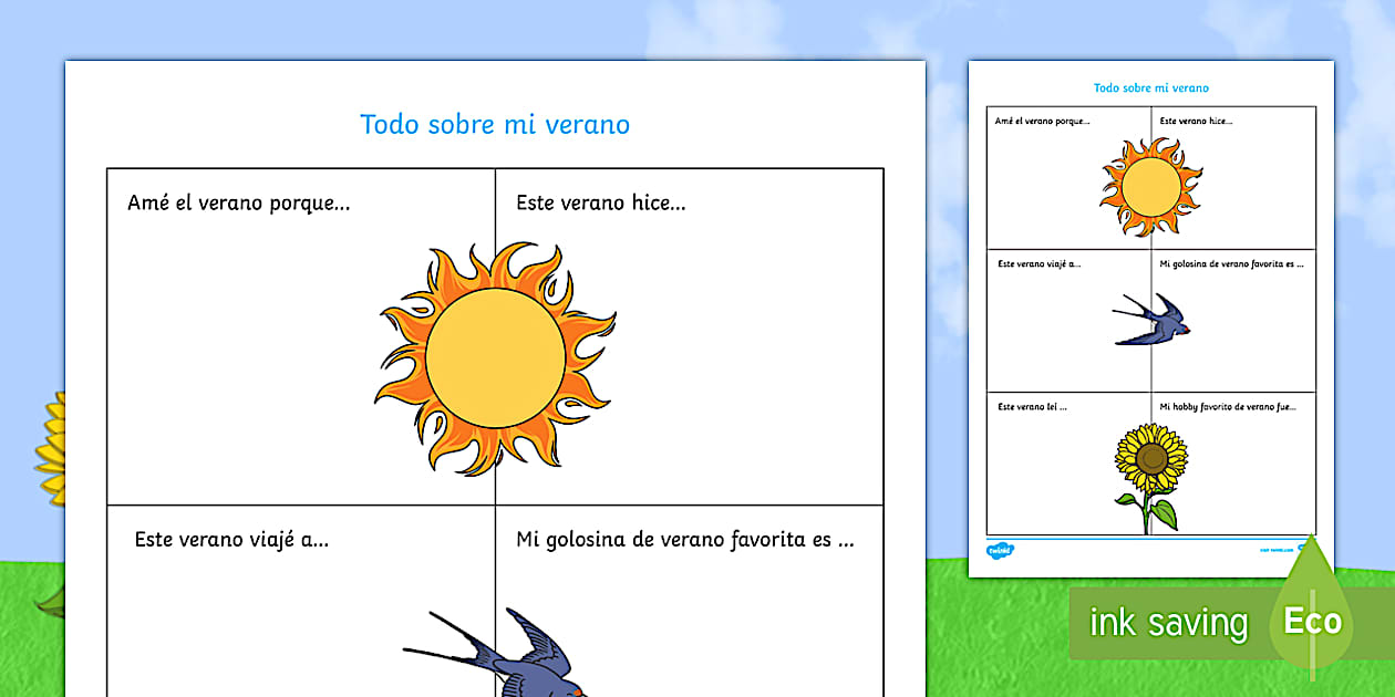 Todo sobre mi verano Ficha de actividad - Twinkl