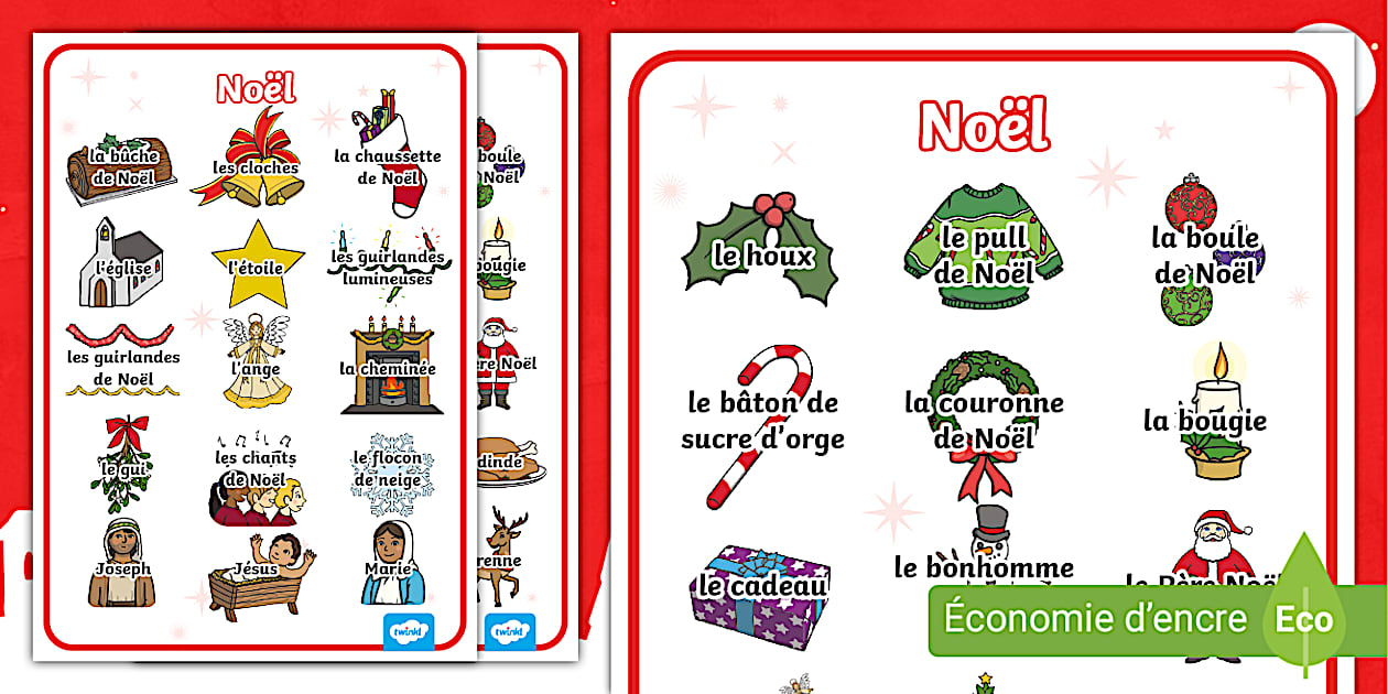 Vocabulaire de Noël pour ateliers d'écriture - Twinkl