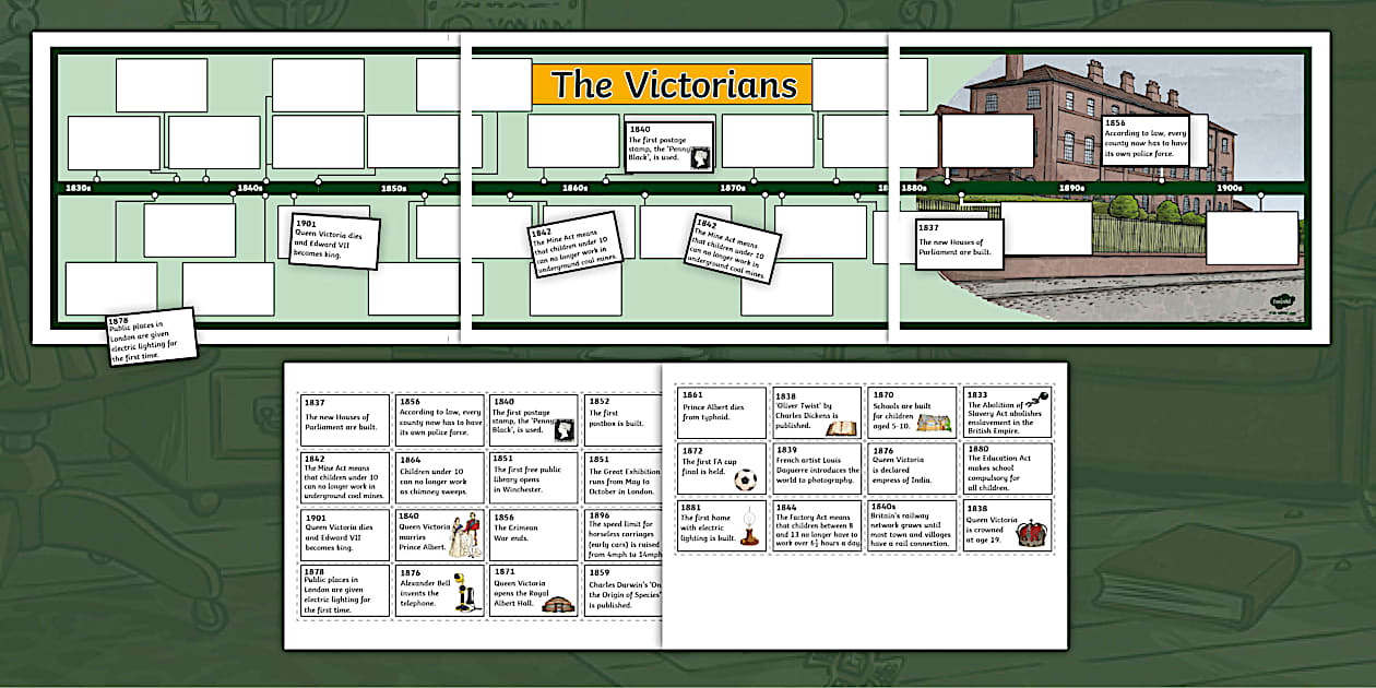 Victorian Timeline Worksheet (teacher made) - Twinkl