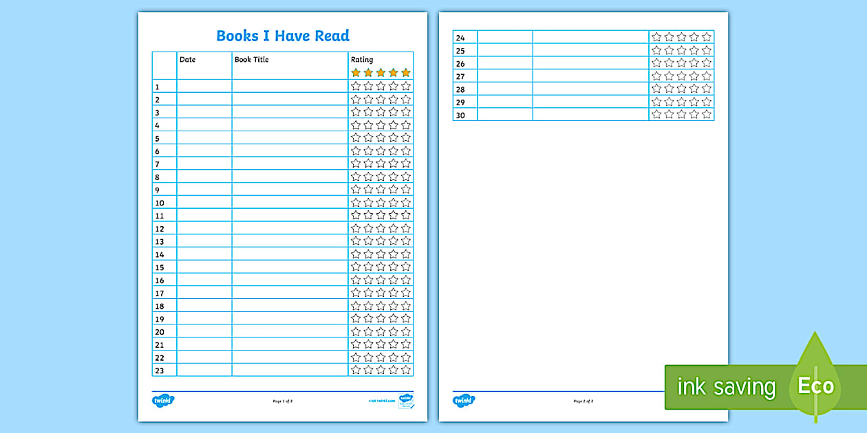 Editable Books I Have Read Record (professor feito) - Twinkl
