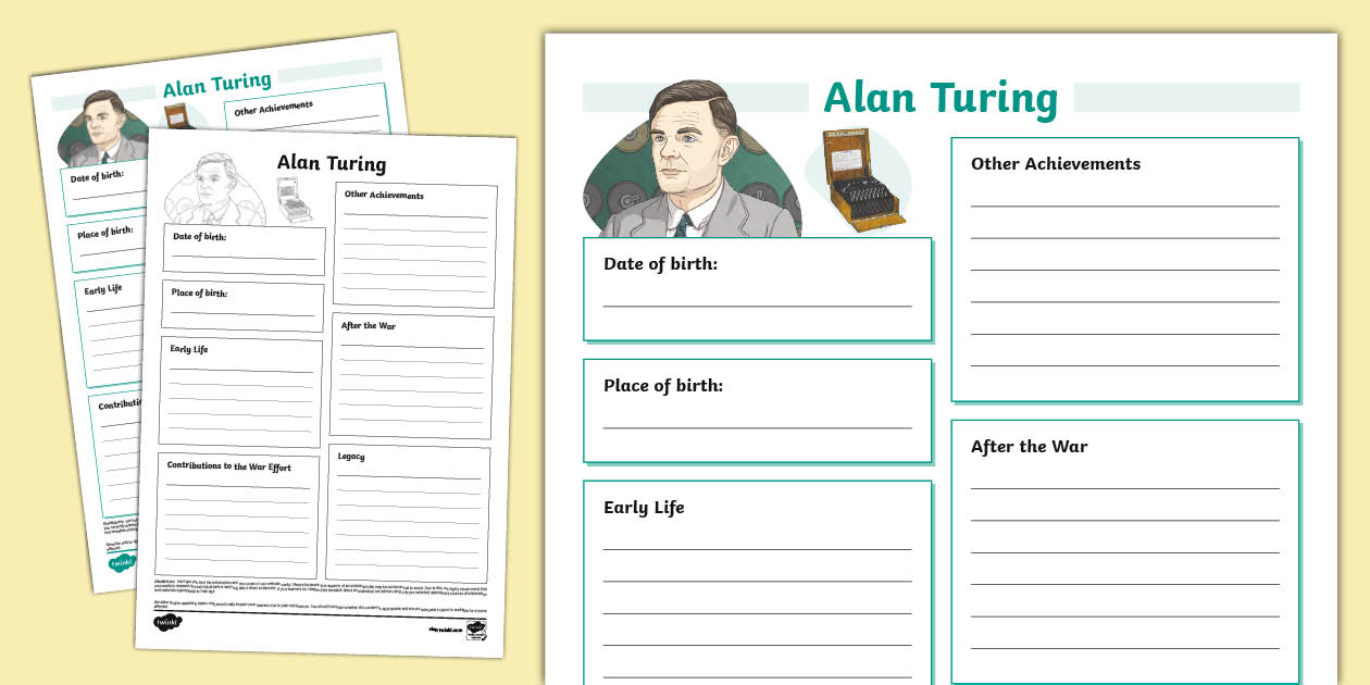 Alan Turing Fact File Template (teacher made) - Twinkl